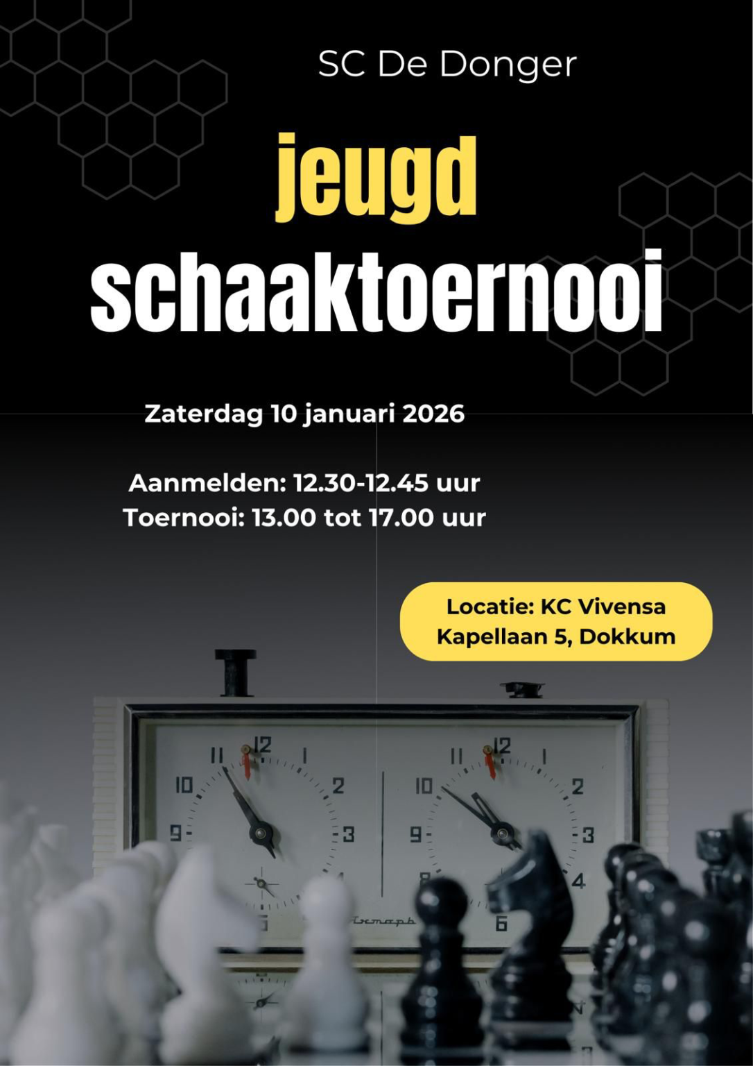 Jeugdschaaktoernooi De Donger: 10 januari 2026